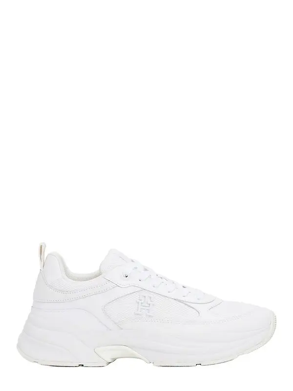Tommy Hilfiger Mixed-texture Chunky Leather Sneakers - White