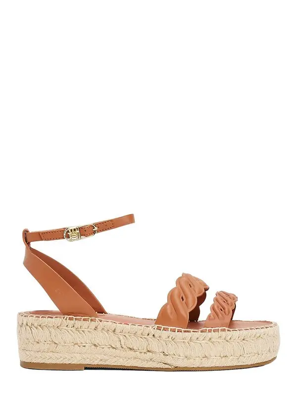 Tommy Hilfiger Leather Twist-strap Platform Espadrille - Cinnamon Bark