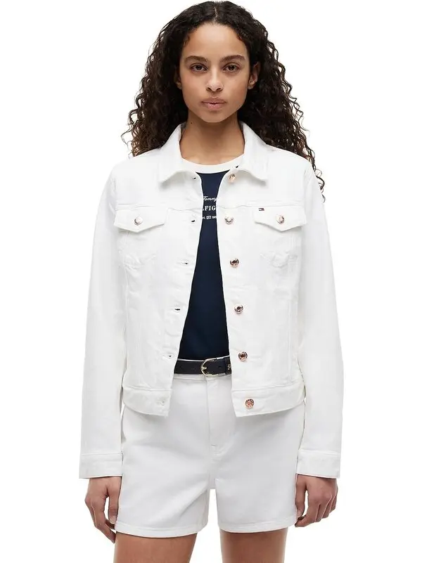 Tommy Hilfiger Slim Fit Stretch-denim Jacket - White