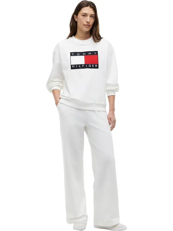 Tommy Hilfiger Wide-leg Sweatpants With Drawstring Waist - Optic White