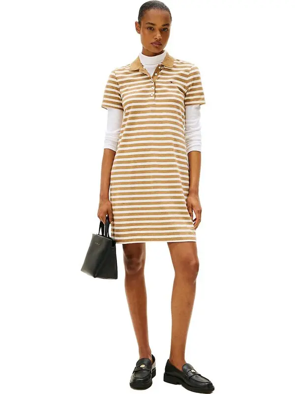Tommy Hilfiger Striped Polo Dress - Brown