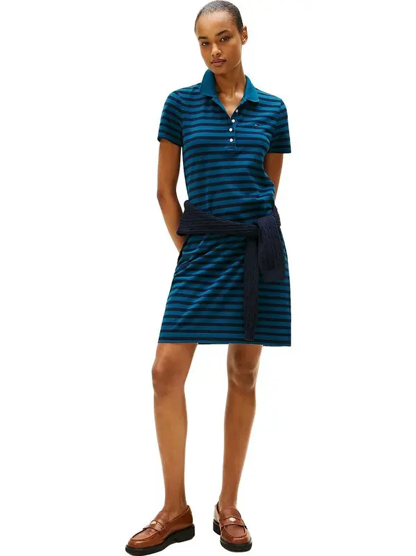 Tommy Hilfiger Striped Polo Dress - Midnight Turquoise