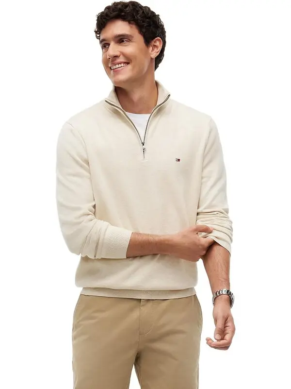 Tommy Hilfiger Classic Quarter-zip Sweater - Beige