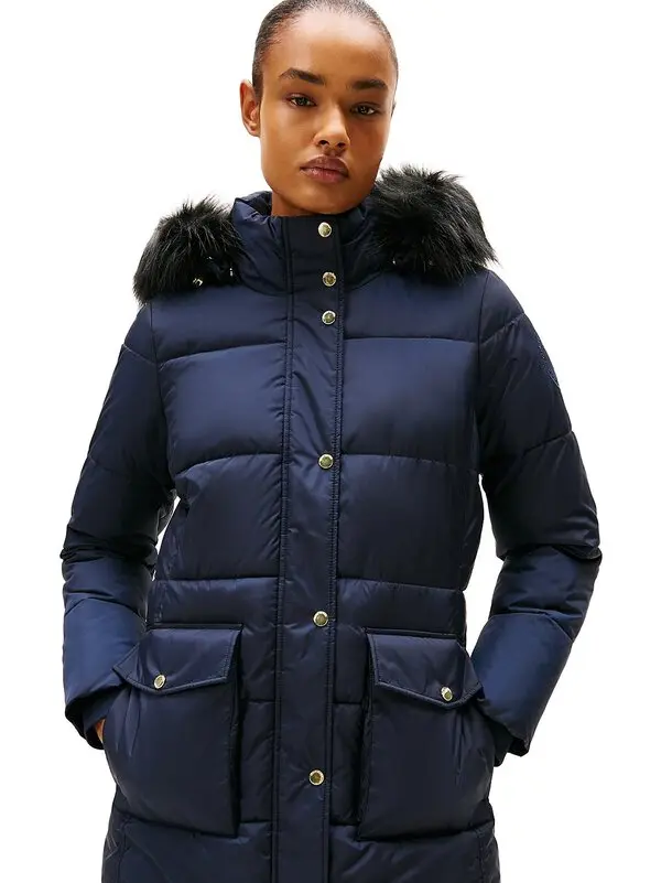 Tommy Hilfiger Hooded Puffer Coat - Navy Blue