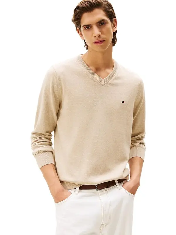 Tommy Hilfiger V-neck Sweater - Semolina Heather
