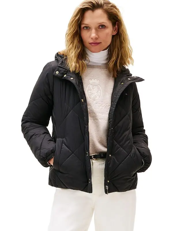 Tommy Hilfiger Quilted Hooded Jacket - Black