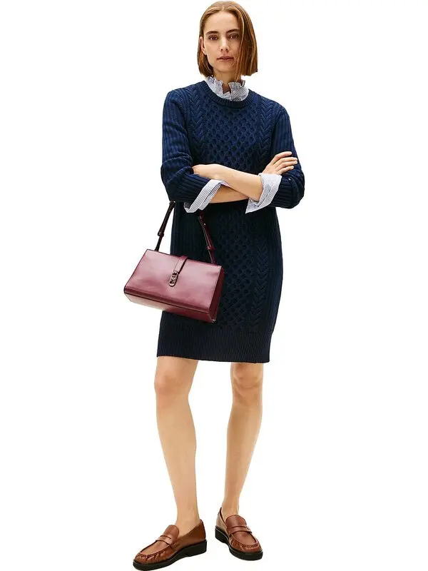 Tommy Hilfiger Navy Cable Knit Sweater Dress - Navy Blue