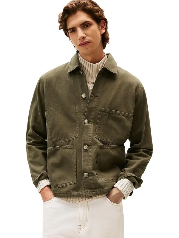 Tommy Hilfiger Garment-dyed Denim Chore Jacket - Army Green
