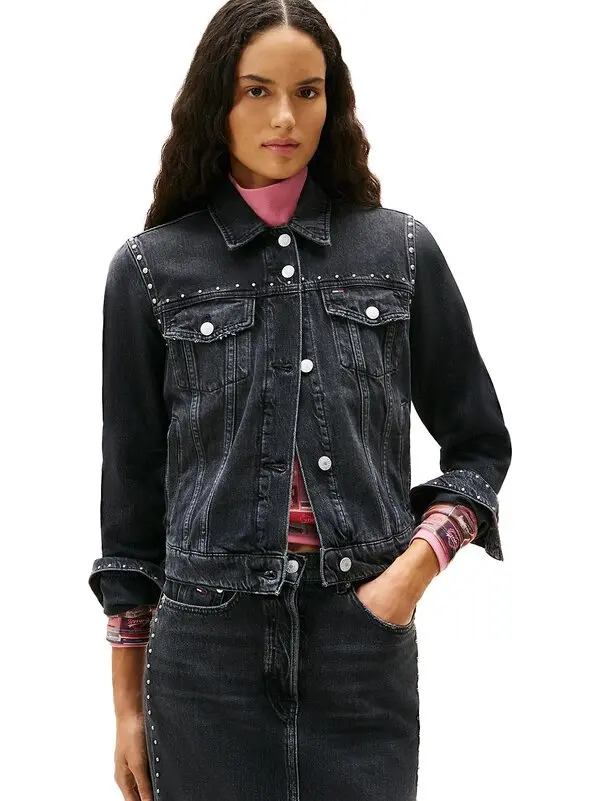 Tommy Hilfiger Studded Denim Jacket - Denim Black