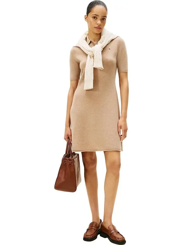 Tommy Hilfiger Wool Polo Dress - Safari Canvas Heather