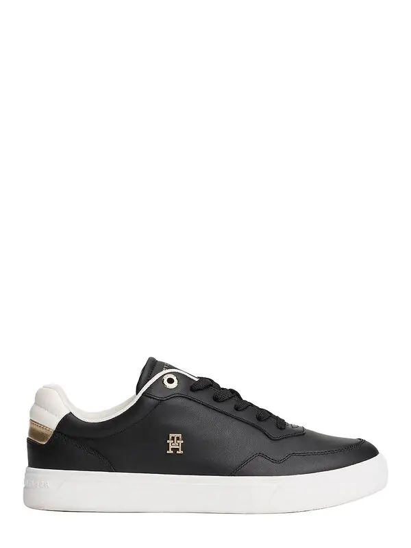 Tommy Hilfiger Metallic Leather Court Sneakers - Black