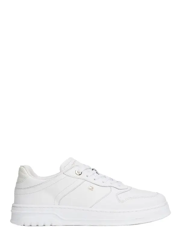 Tommy Hilfiger Smooth Leather Cupsole Sneakers - White