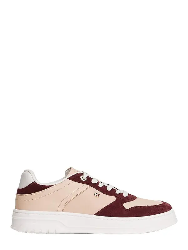 Tommy Hilfiger Mixed Texture Suede Cupsole Sneakers - Rosewood Brown