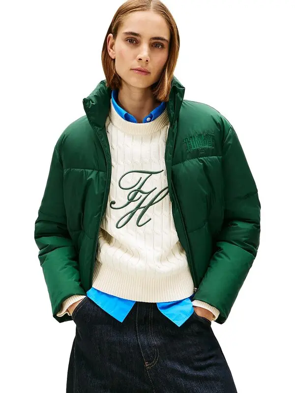 Tommy Hilfiger Cropped Puffer Jacket - Ornamental Green
