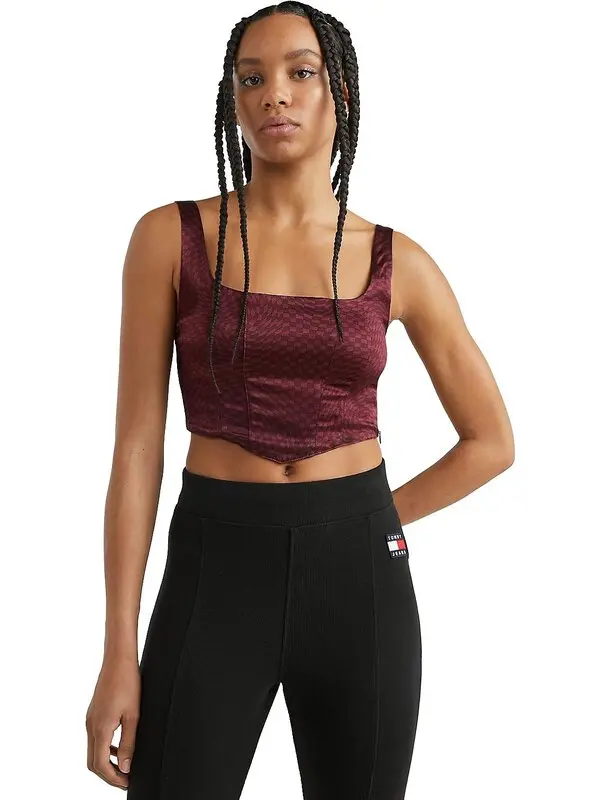 Tommy Hilfiger Cropped Corset Top - Burgundy