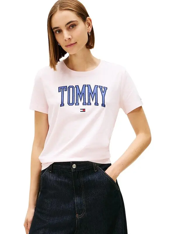 Tommy Hilfiger Varsity Logo T-shirt - Pink Heather