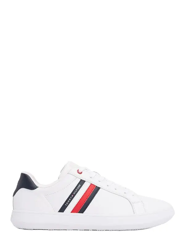 Tommy Hilfiger Stripe Leather Cupsole Sneakers - White