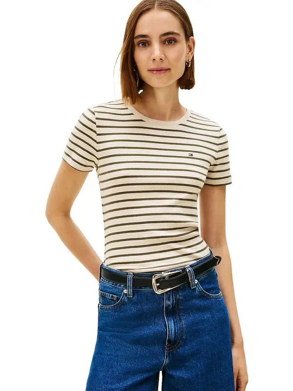 Tommy Hilfiger Striped Crewneck T-shirt - Beige