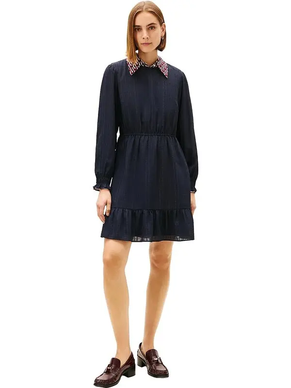 Tommy Hilfiger Checked Chiffon Mini Dress - Navy