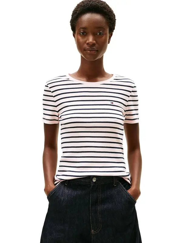 Tommy Hilfiger Striped Crewneck T-shirt - Icy Pink