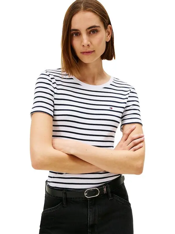 Tommy Hilfiger Striped Crewneck T-shirt - Optic White