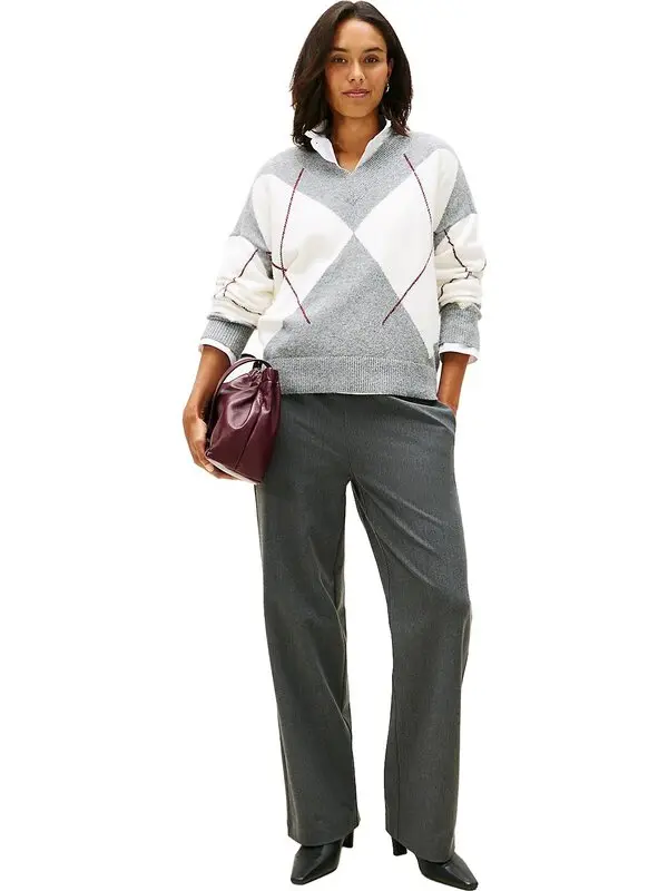 Tommy Hilfiger Stretch Wide Leg Pants - Grey Heather