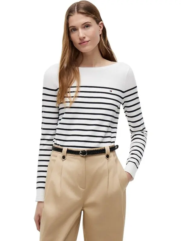Tommy Hilfiger Striped Boatneck Sweater - Ecru