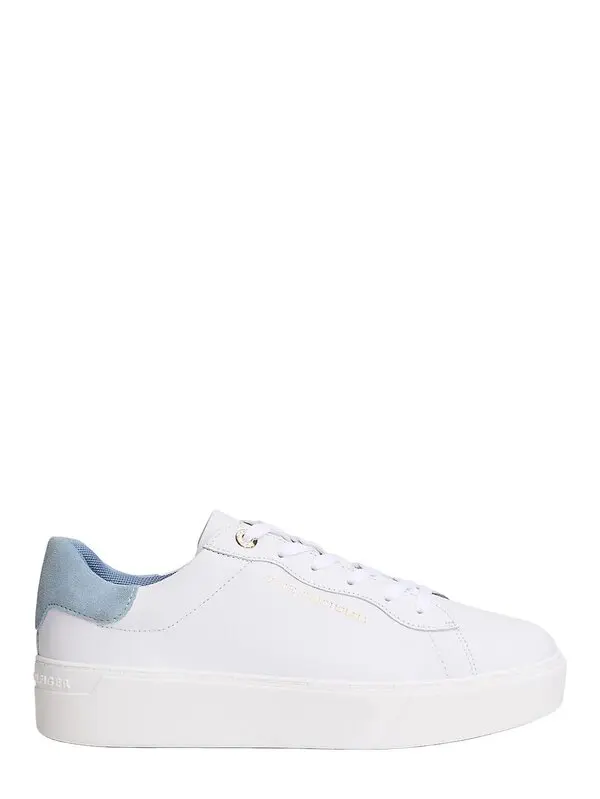 Tommy Hilfiger Leather Mix Platform Sneakers - White / Clear Water