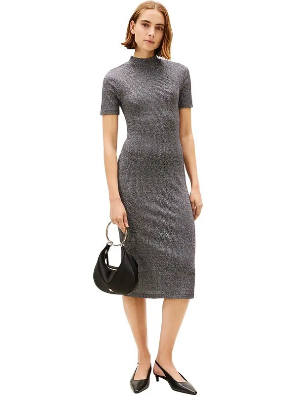 Tommy Hilfiger Shimmer Rib-knit Midi Dress - Black
