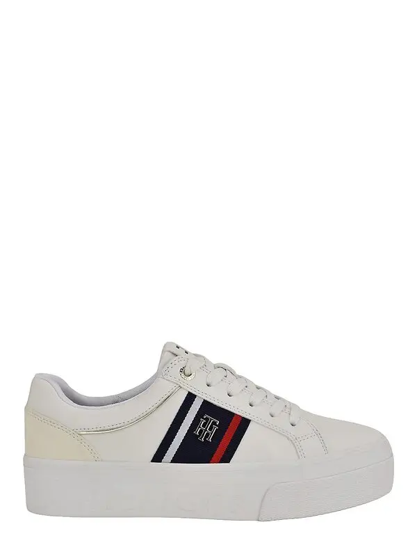 Tommy Hilfiger Banner Stripe Cupsole Sneakers - White