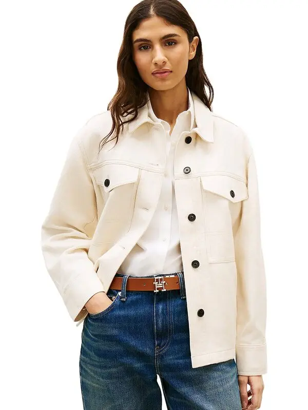 Tommy Hilfiger Oversized Utility Shirt Jacket - Ecru