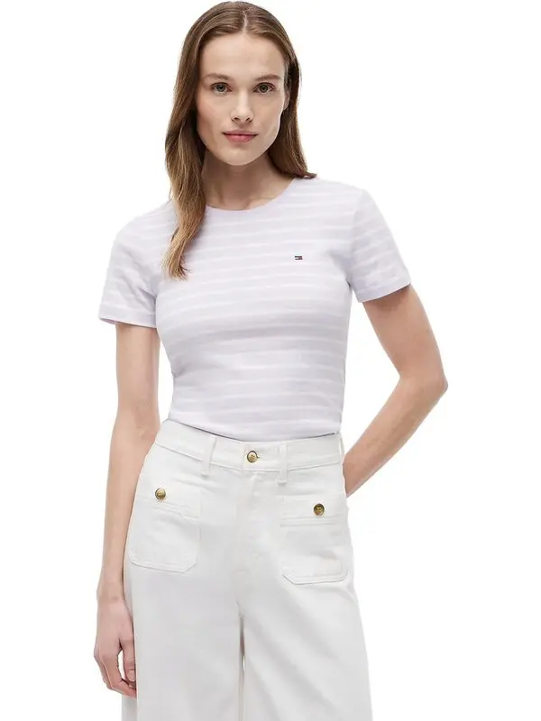 Tommy Hilfiger Striped Crewneck T-shirt - Lilac Spring