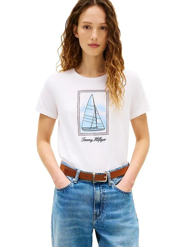 Tommy Hilfiger Graphic Sailboat T-shirt - Optic White