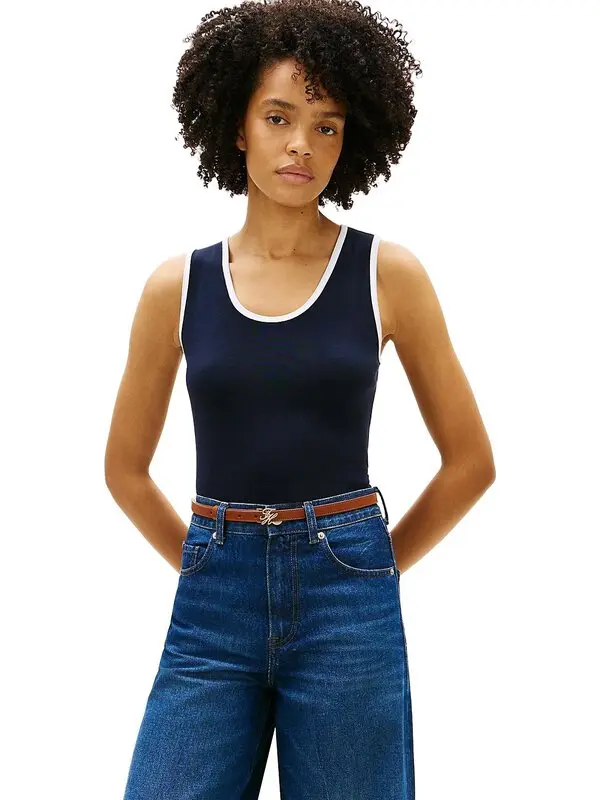 Tommy Hilfiger Ribbed V-neck Tank Top - Navy