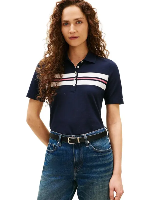 Tommy Hilfiger Regular Fit Block Stripe Stretch Polo - Navy Multi