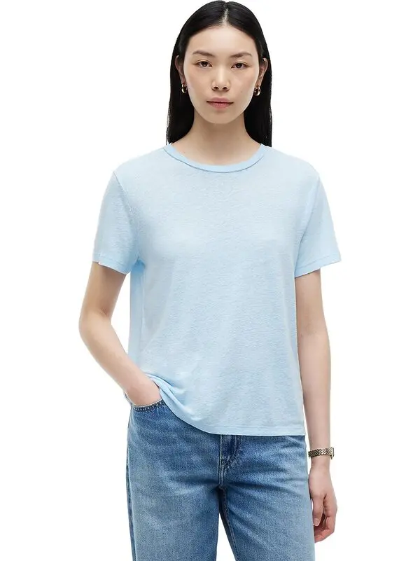 Tommy Hilfiger Linen-blend Crewneck T-shirt - Rain Dance