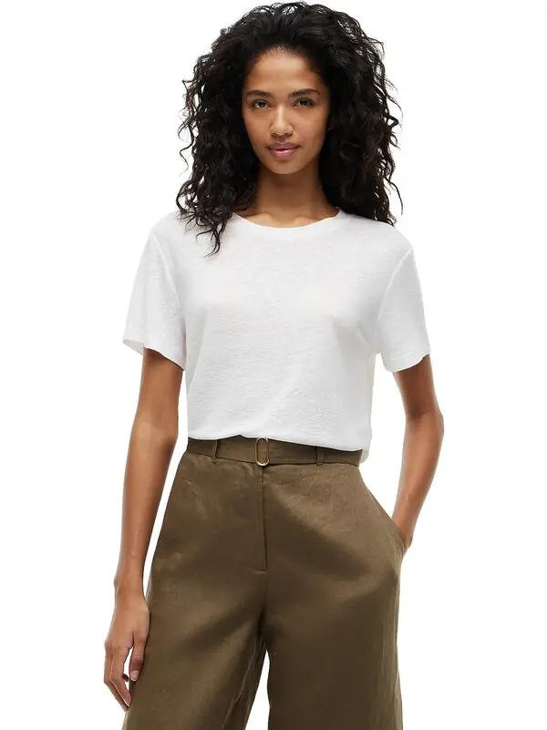 Tommy Hilfiger Linen-blend Crewneck T-shirt - Optic White