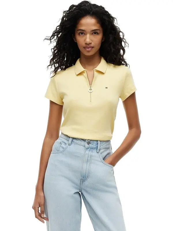 Tommy Hilfiger Zip Placket Polo - Yellow Heather