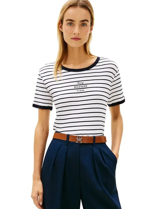 Tommy Hilfiger Striped Logo T-shirt - Optic White