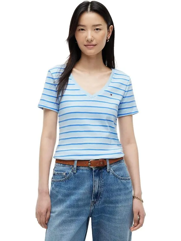 Tommy Hilfiger Striped V-neck T-shirt - Rain Dance Multi