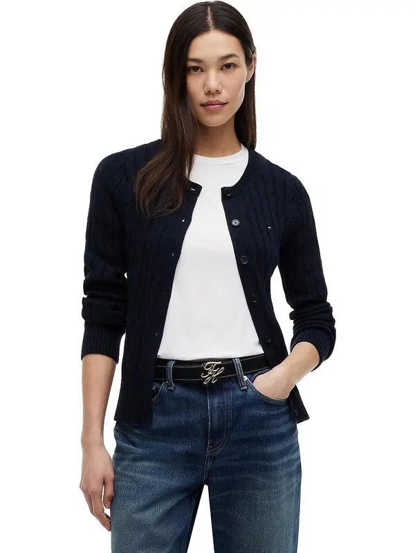 Tommy Hilfiger Cable Knit Cardigan - Navy Blue