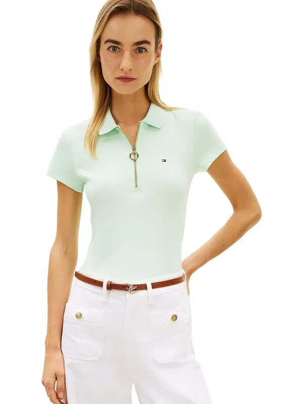Tommy Hilfiger Zip Polo Shirt - Opal Green