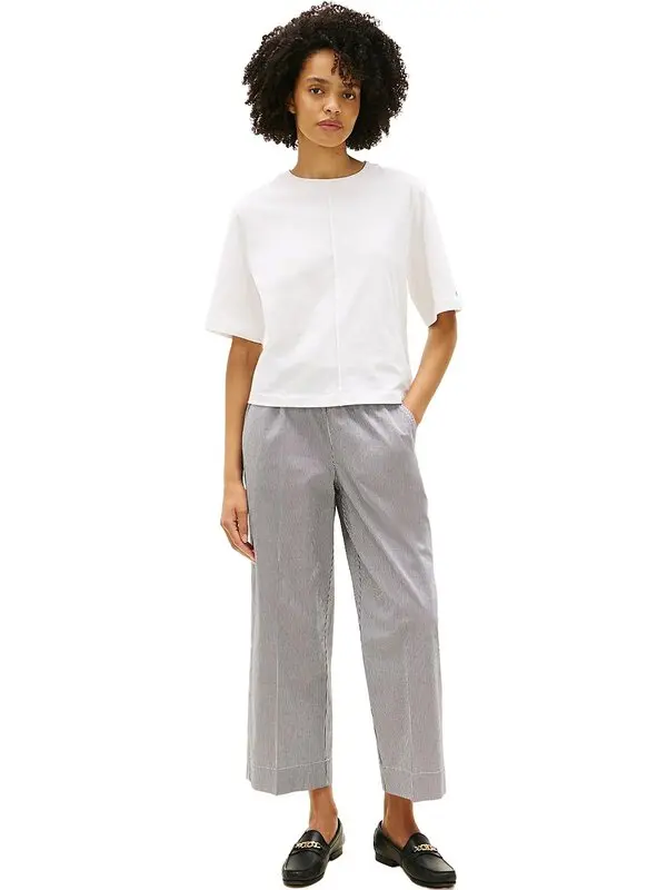 Tommy Hilfiger Elasticated Waist Wide-leg Ankle Pants - Navy