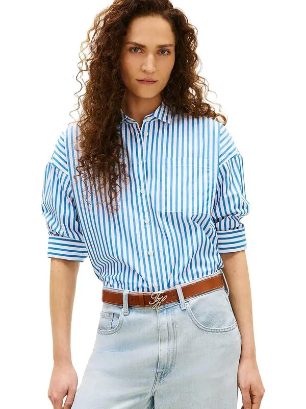 Tommy Hilfiger Striped Poplin Shirt - Regatta Blue