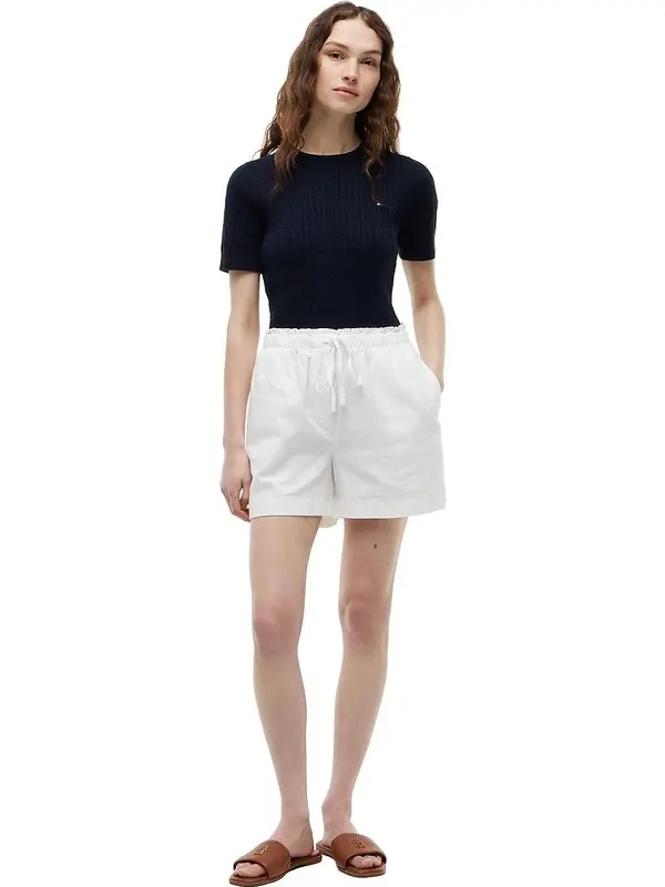 Tommy Hilfiger Linen-cotton Blend Pull-on Shorts - Optic White