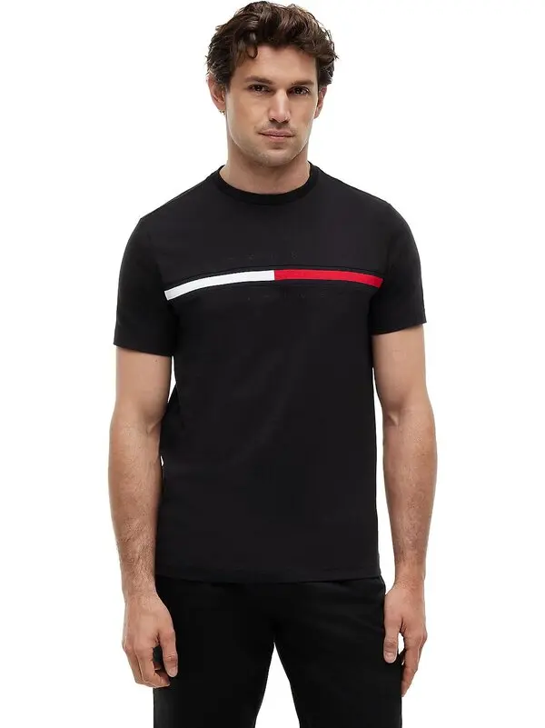 Tommy Hilfiger Embroidered Flag Logo T-shirt - Black
