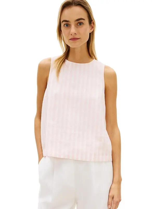 Tommy Hilfiger Striped Linen-blend Tank Top - Pink Shade