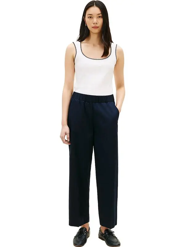 Tommy Hilfiger Pull-on Wide-leg Ankle Pants - Navy