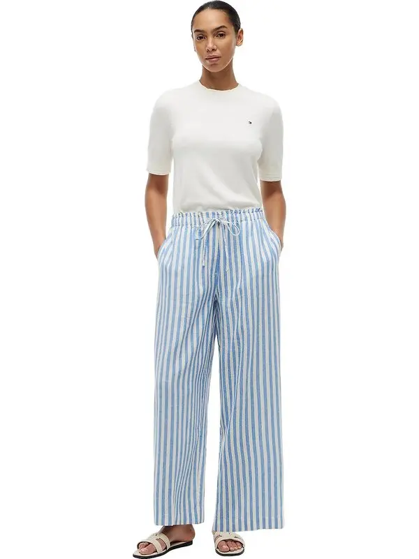 Tommy Hilfiger Lightweight Linen-blend Pull-on Pants - Blue Spell