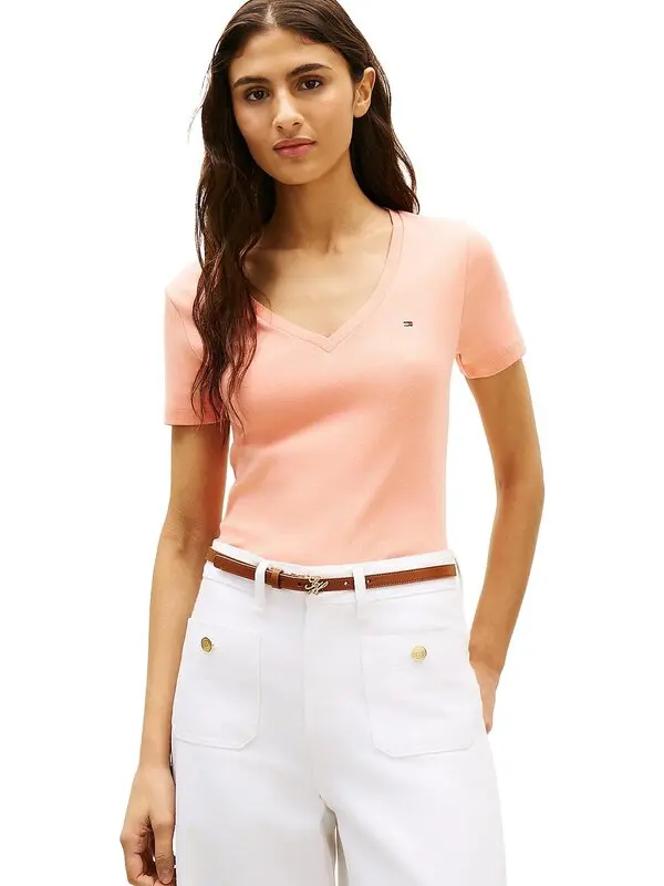 Tommy Hilfiger V-neck T-shirt - Sunset Coral